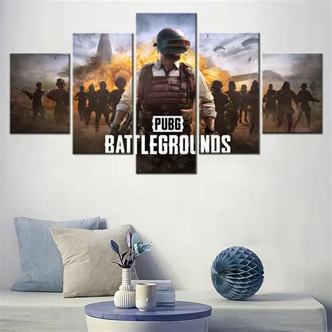 Pubg Mobile Video Game 5 Piece Canvas Wall Art Painting Wallpaper Post