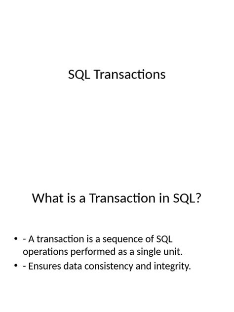 Sql Transactions Presentation Pdf