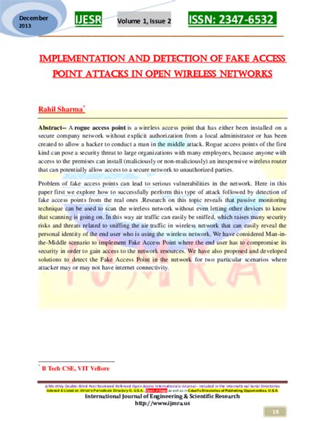 Pdf Rogue Access Point Detection In Wlan By Analyzing Network Traffic