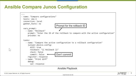 Comparing Junos Configuration Using The Juniperdevice Ansible Collection Youtube