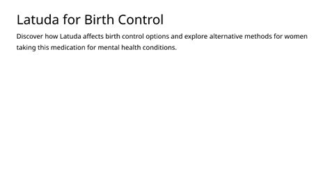 Latuda For Birth Control Meds Is