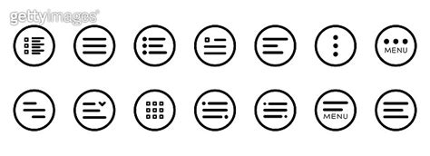 Menu Ui Design Elements Icons Set Of Hamburger Menu Buttons Website