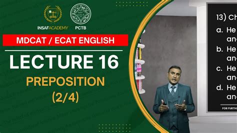 English Mdcat Ecat Lecture 16 Preposition 2 4 Pctb Insaf Academy Youtube