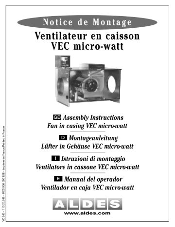Aldes Vec Micro Watt Manual Del Operador Manualzz