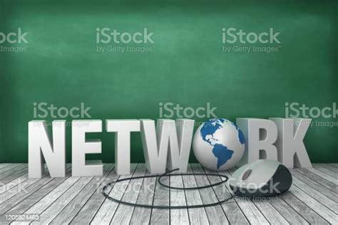 칠판 배경에 글로브 월드와 컴퓨터 마우스와 3d 워드 네트워크 3d 렌더링 0명에 대한 스톡 사진 및 기타 이미지 0명 3차원 형태 교육 Istock