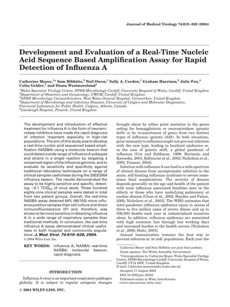 Pdf Development And Evaluation Of A Real Time Nucleic Acid Sequence Based Amplification Assay