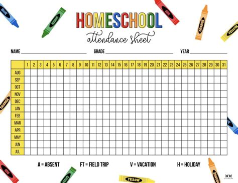 Printable Homeschool Attendance Sheet 1 Attendance Sheet Homeschool