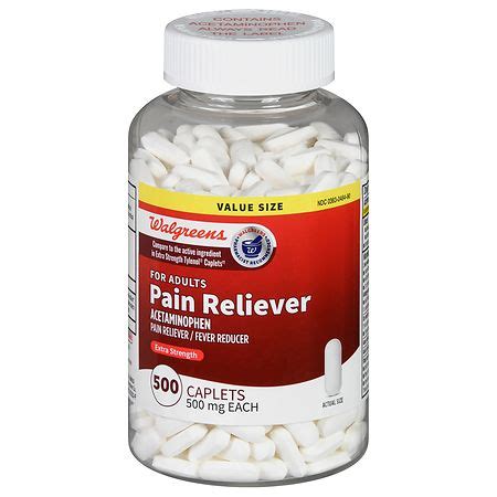 Walgreens Extra Strength Pain Reliever Acetaminophen Caplets Walgreens