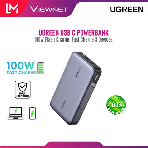 UGREEN USB C POWERBANK UG PB720 25188 100W 20 000MAH 2C1A 3 PORT LAPTOP