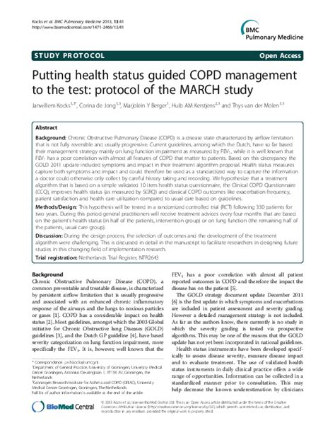 Pdf Putting Health Status Guided Copd Management To The Test