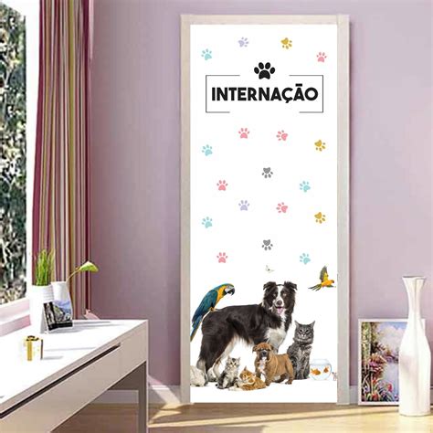 Adesivo Auto Colante Porta Pet Shop Internação Patinhas I71