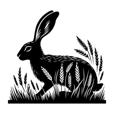 Conjunto vectorial de silueta de liebre negra Diseños planos de ilustración Vector Premium