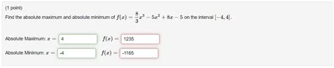 Solved Point Find The Absolute Maximum And Absolute Chegg