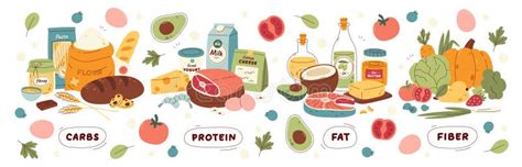 Natural Organic Healthy Food Groups Containing Fiber Fat Protein
