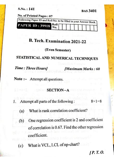 Snt Stastical Numerical Test Computer Communication And Computer