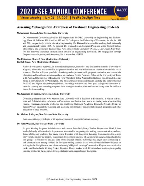 Pdf Assessing Metacognition Awareness Of Freshmen Engineering