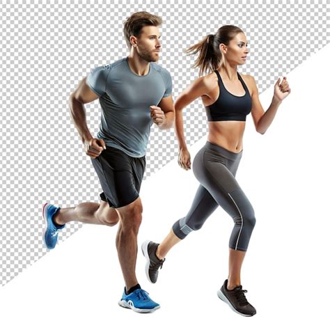 Man And Women Running On Transparent Background Premium AI Generated PSD