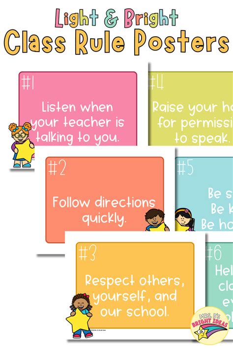 Light And Bright Classroom Rules Posters For Classroom Management