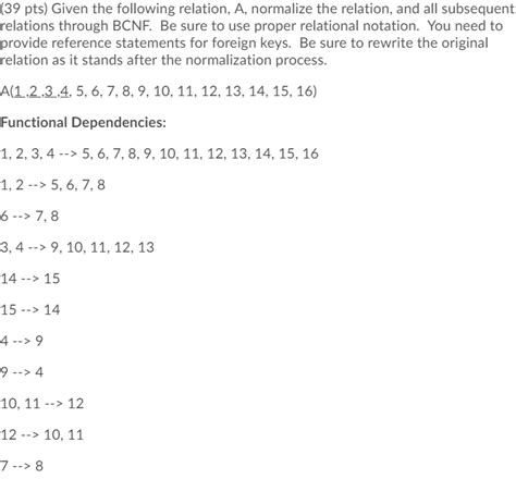 solved 39 pts given the following relation a normalize