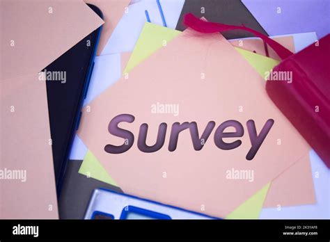 Survey Text On Adhesive Note Paper Event Celebration Reminder