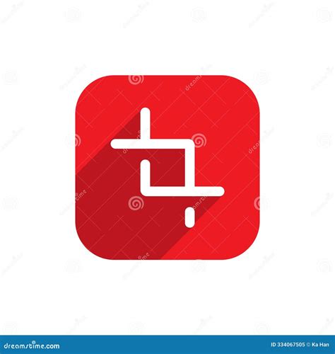 Crop Tool Icon On Red Square Cropping Sign Symbol Cartoon Vector 334067505