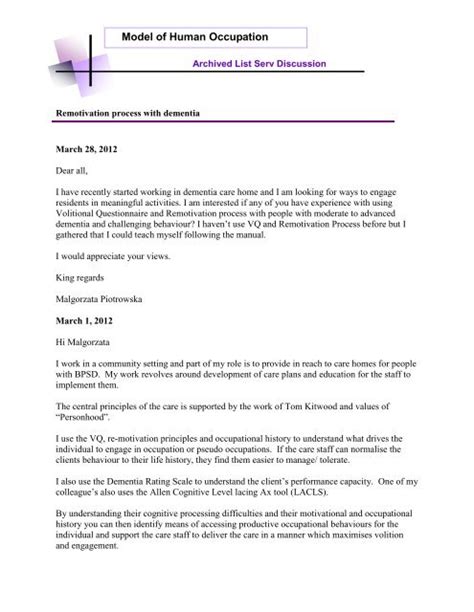 Remotivation Process With Dementia Center For The Advancement