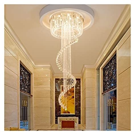 KIZQYN Hang Kroonluchter Crystal Kroonluchter Moderne Dubbele Wenteltrap Glanzend Kristal