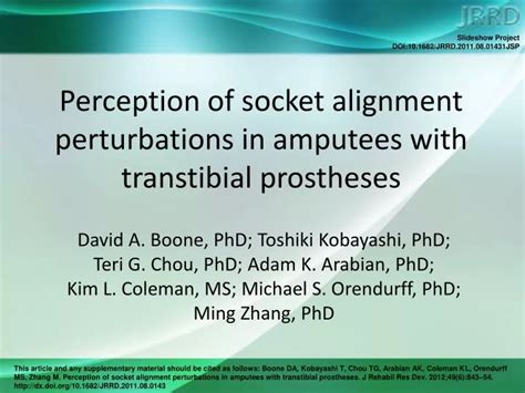 Ppt Perception Of Socket Alignment Perturbations In Amputees With