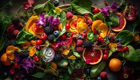 Free Photo Fresh Berry Salad With Ripe Raspberry Variation Generated