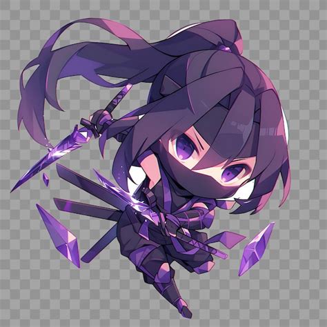 Premium Psd Psd Ninja Assassin With Black And Purple Stealth Suit