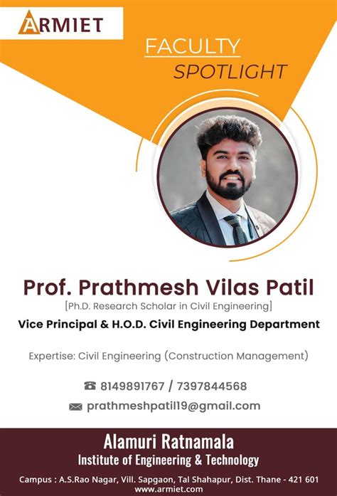 Prof Prathmesh Patil On Linkedin Armiet Hod Viceprincipal Professor