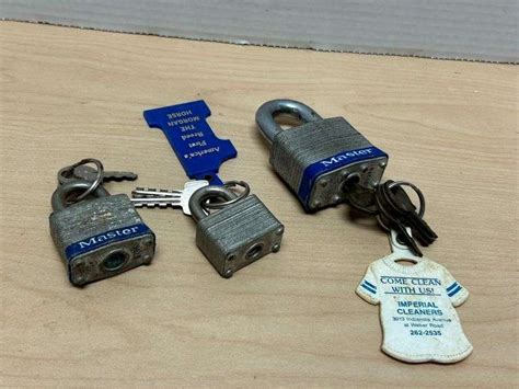 Three Master Padlocks With Keys Auction Ohio