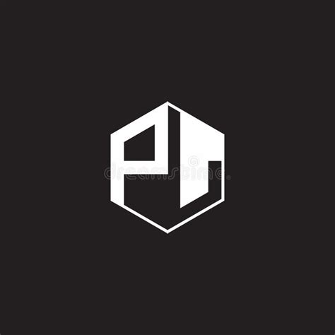 PL Logo Monogram Hexagon With Black Background Negative Space Style