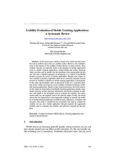 Pdf Usability Evaluation Of Mobile Tracking Applications A Systematic Review Osamah