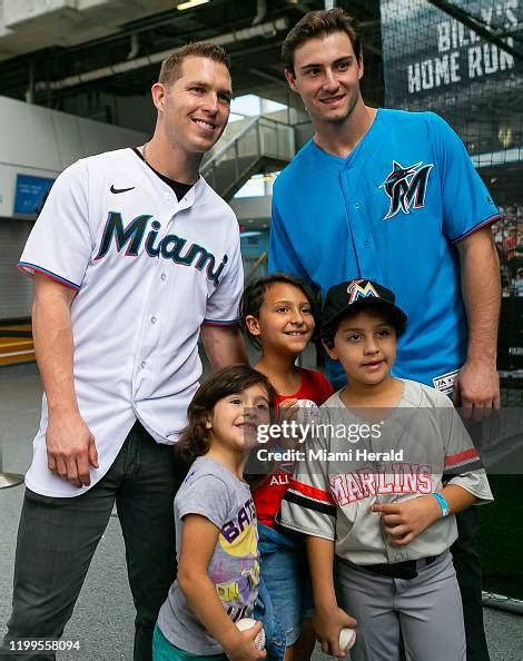 The Miami Marlins Corey Dickerson Left And Kameron Misner Take A