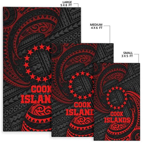 Cook Islandss Polynesian Area Rug Red Tribal Wave