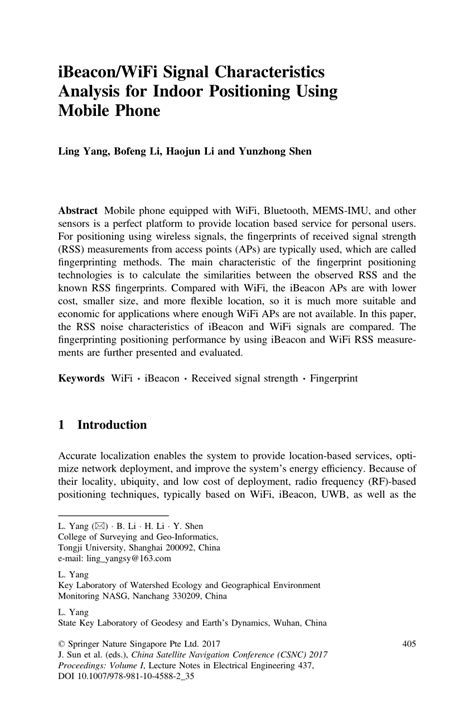 Pdf Ibeaconwifi Signal Characteristics Analysis For Indoor