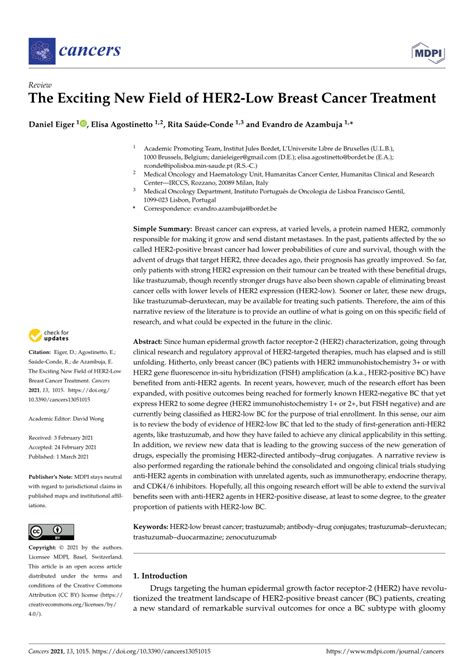 PDF The Exciting New Field Of HER Low Breast Cancer Treatment