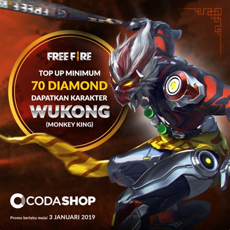 TOP UP Free Fire Minimal 70 Diamonds Bisa Dapet Karakter Codashop