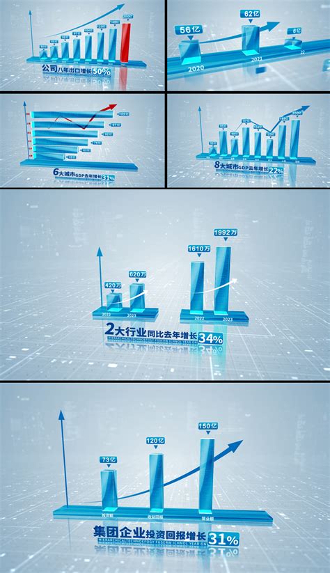 简洁科技企业数据柱状图ae模板ae模板下载