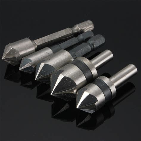 5pcs 5 flute 82 90 degree countersink drill bit set counter sink