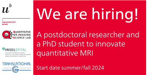 Phd And Postdoctoral Position On Innovating Quantitative Mri Qis Lab