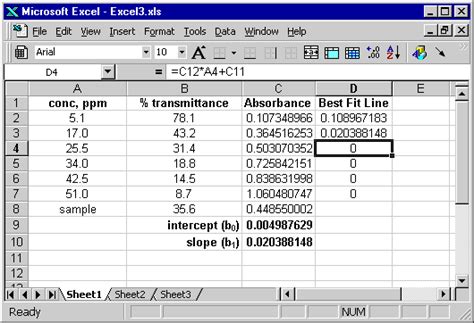 Chem301 Tutorial Calculations With Excel