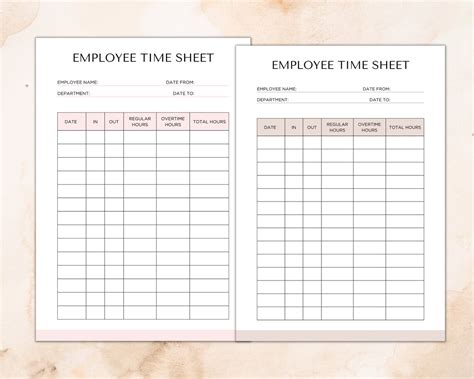Employee Time Sheet Printable Editable Employee Scheduling Time Tracking Time Card Work Log