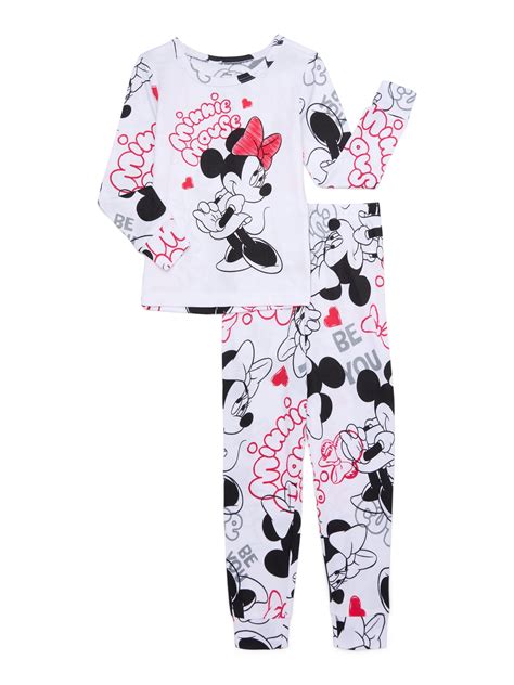Disney Minnie Mouse Girls Long Sleeve Top And Pants Pajama Set 2 Piece