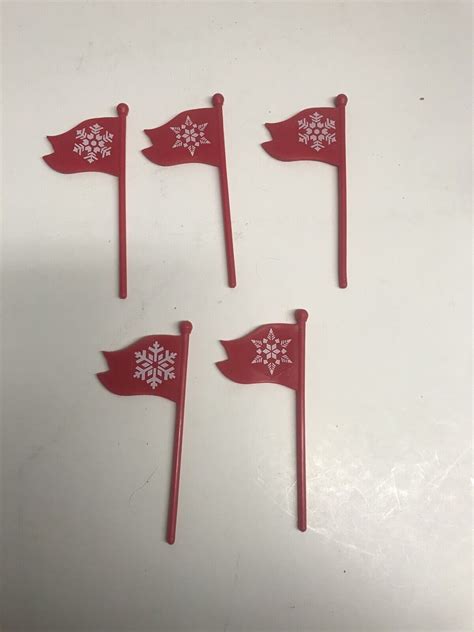 Mr Christmas Santas Ski Slope Red Plastic Flags Lot Of 5 Ebay