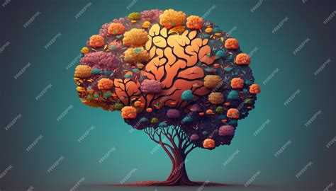 Premium Ai Image Human Brain Tree With Flowers Self Care And Mental