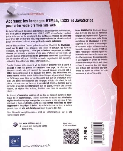 Apprenez Les Langages Html5 Css3 Et Javascript Denis Matarazzo