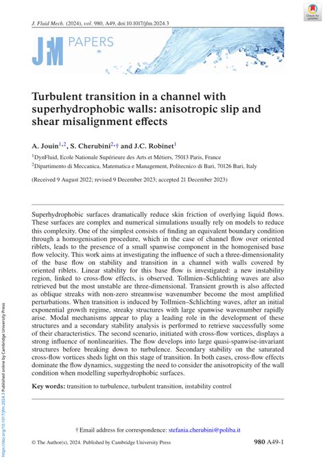 PDF Turbulent Transition In A Channel With Superhydrophobic Walls
