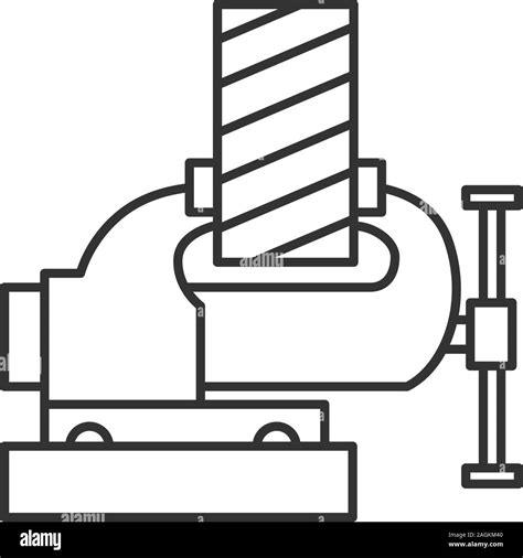 Bench Vice Fixing Wooden Plank Linear Icon Thin Line Illustration Leg